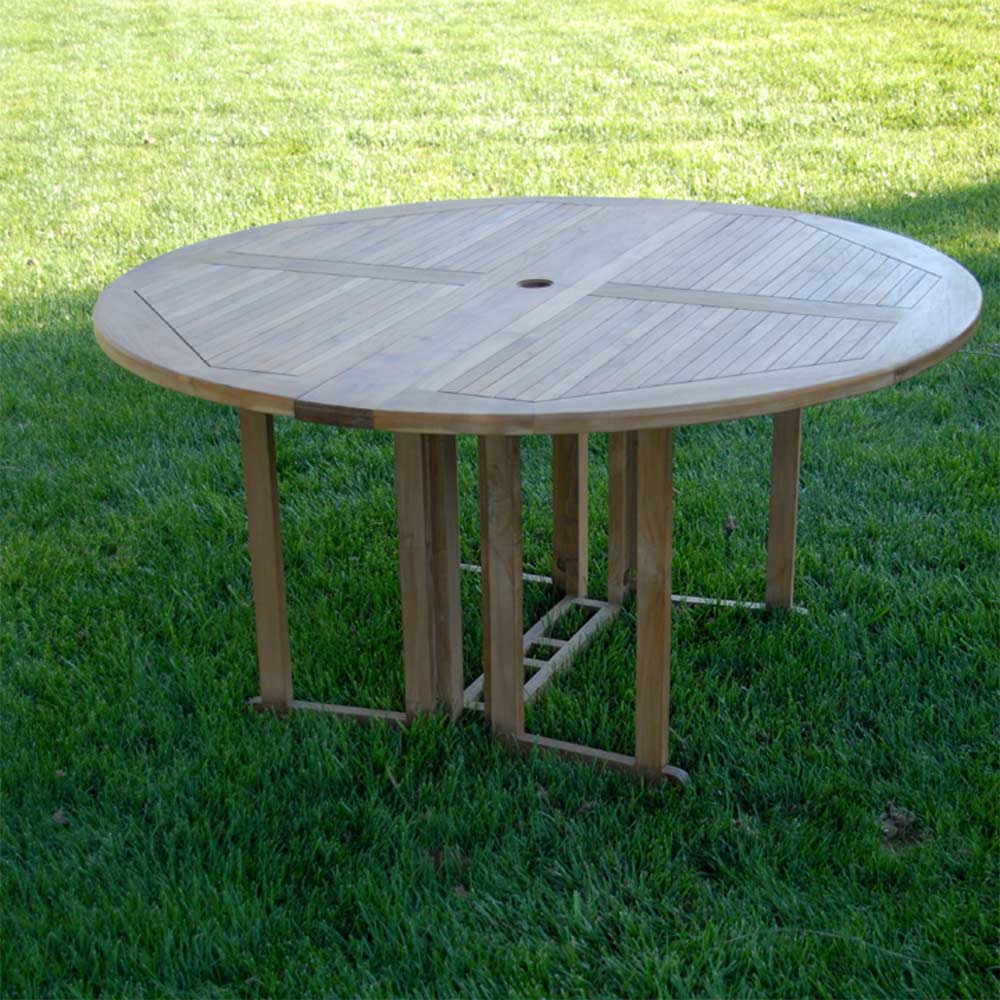 New 7pc Grade-A Teak Outdoor Dining Set-one Round folding table & 6 Pa ...